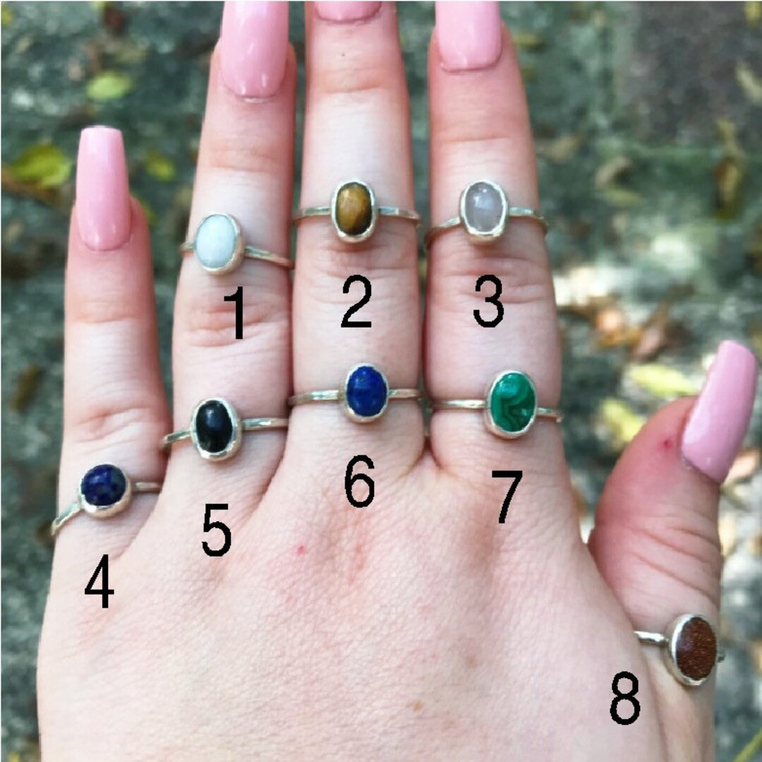 Sterling Silver Small Petite Stacking Midi Gem Stone Ring Handmade by ...