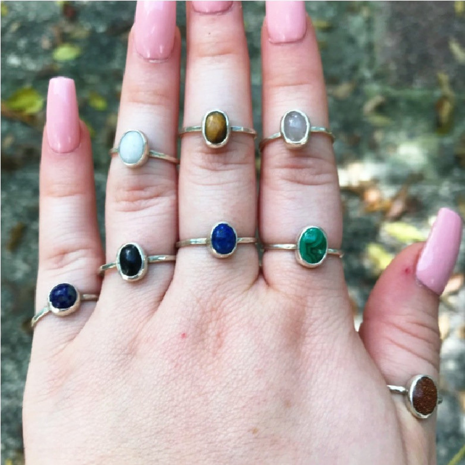 Sterling Silver Small Petite Stacking Midi Gem Stone Ring - Etsy