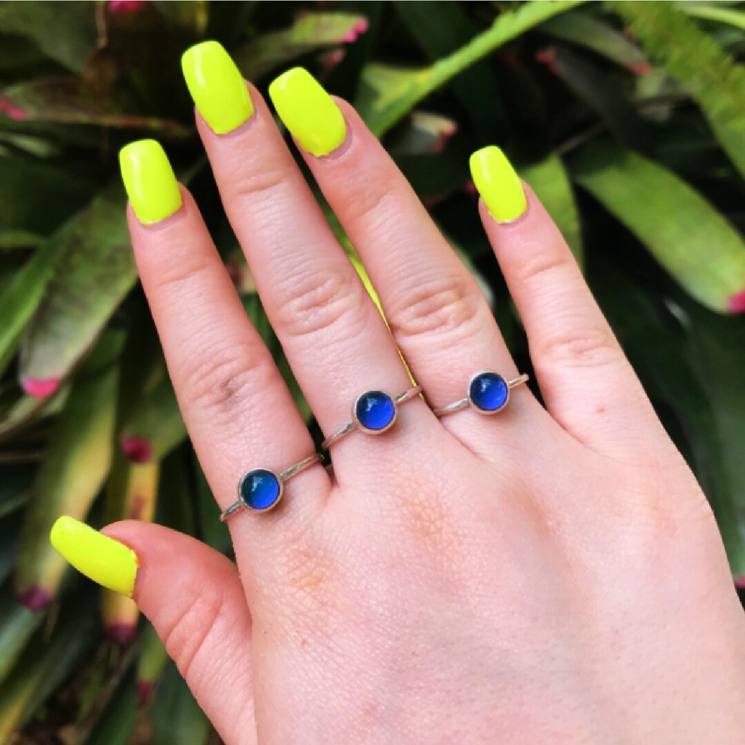 Sterling Silver Mood Ring Petite 6mm Color Changing Stacking Handmade ...