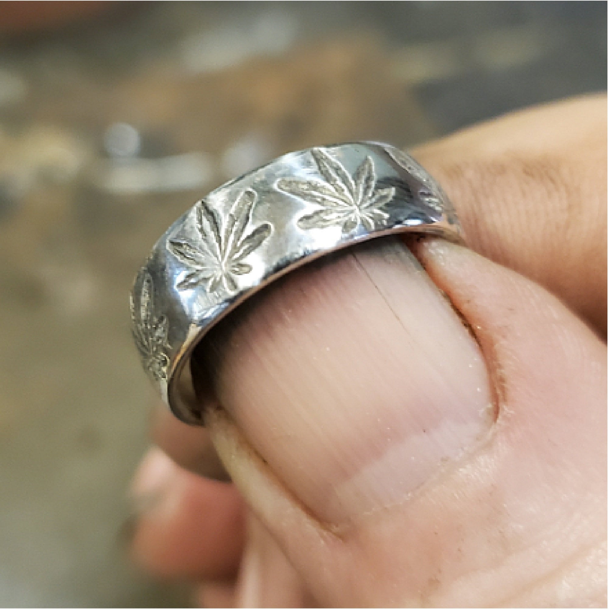 Sterling Silver Marijuana Leaf Bands 6mm Wide Are Handmade by - Etsy