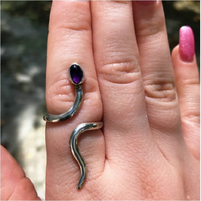 Silver Gem Stone Snake Ring Handmade by Old Hippie Dave 925 - Etsy