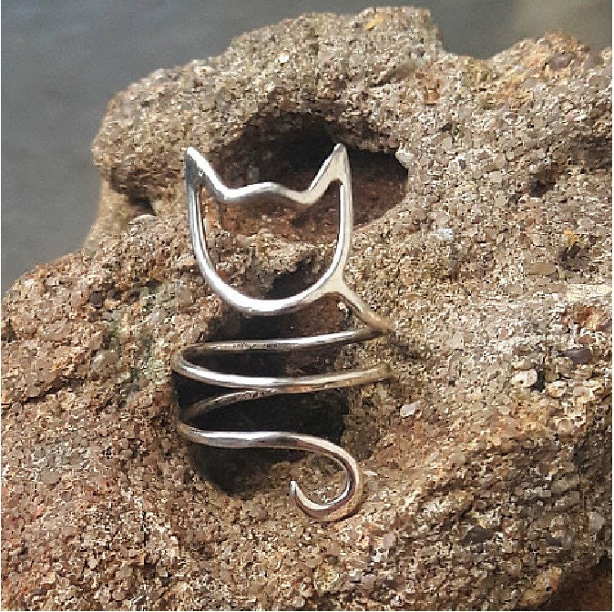 Silver Cat Ring Adjustable Handmade by Old Hippie Dave 925 Sterling ...