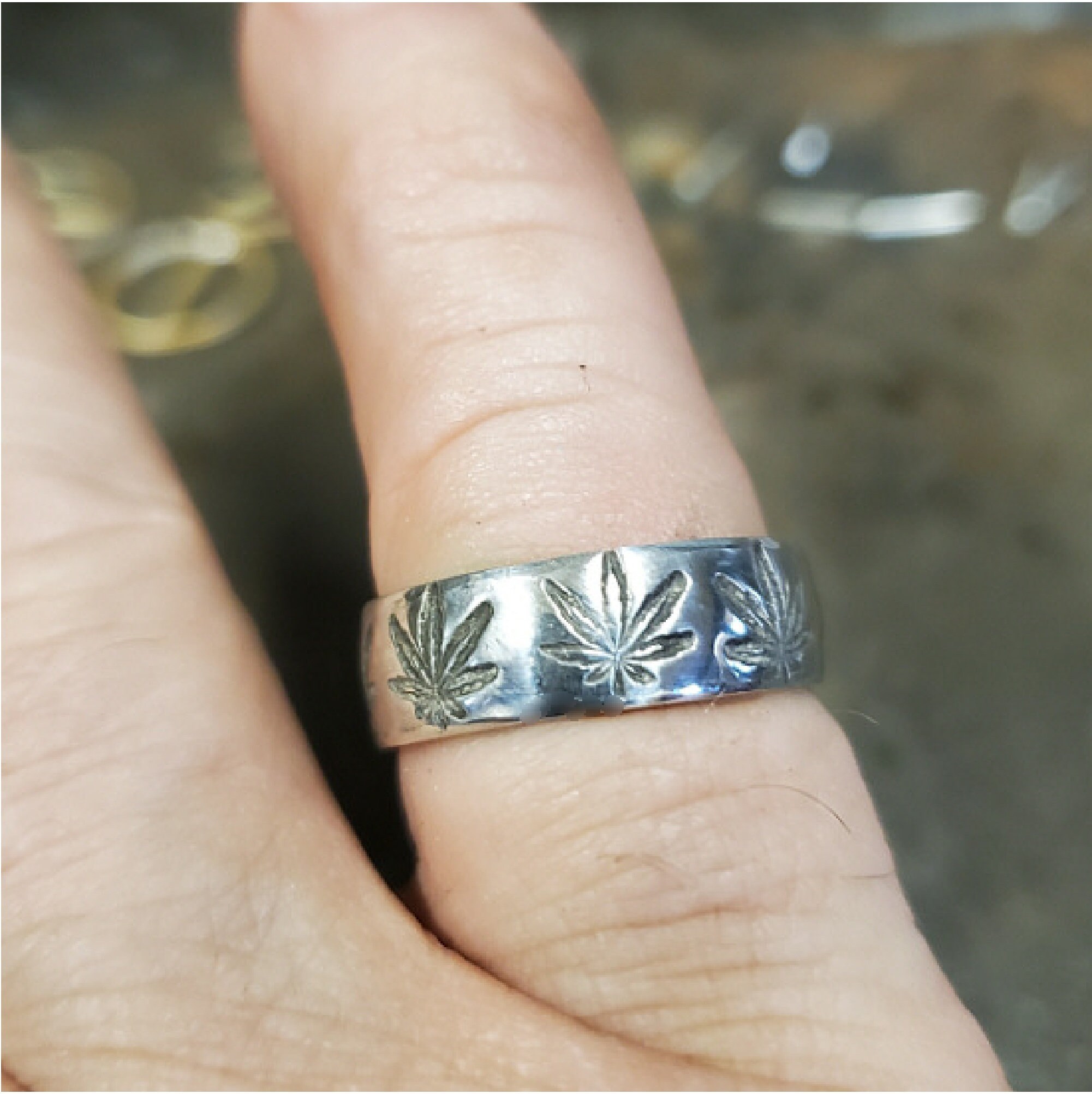 Sterling Silver Marijuana Leaf Bands 6mm Wide Are Handmade by - Etsy