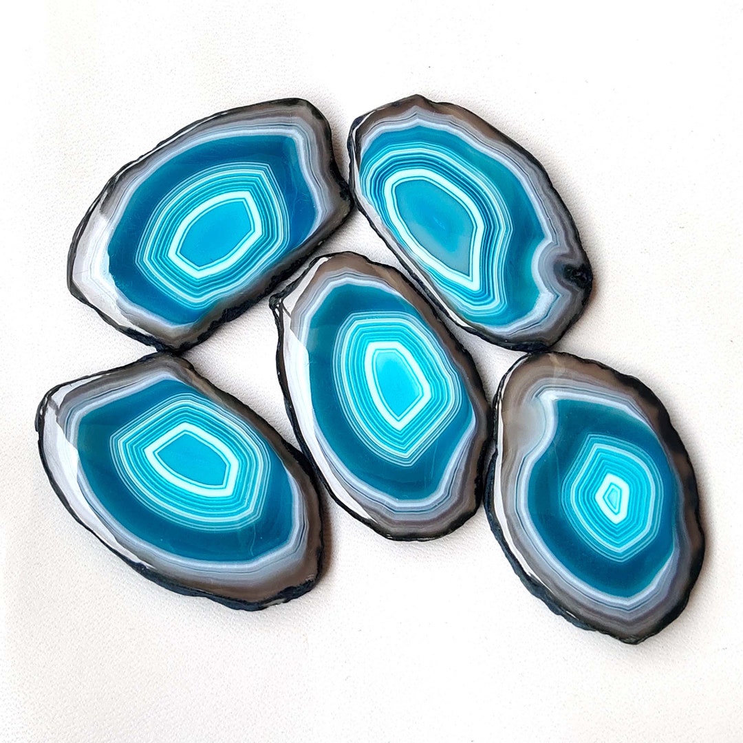 Blue Slice Agate Cabochon. Blue Agate Slice Druzy Gemstone. 5 - Etsy