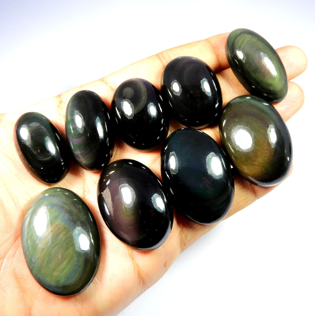 Natural Rainbow Obsidian. Charming~ Rainbow Eye Obsidian Cabochon ...