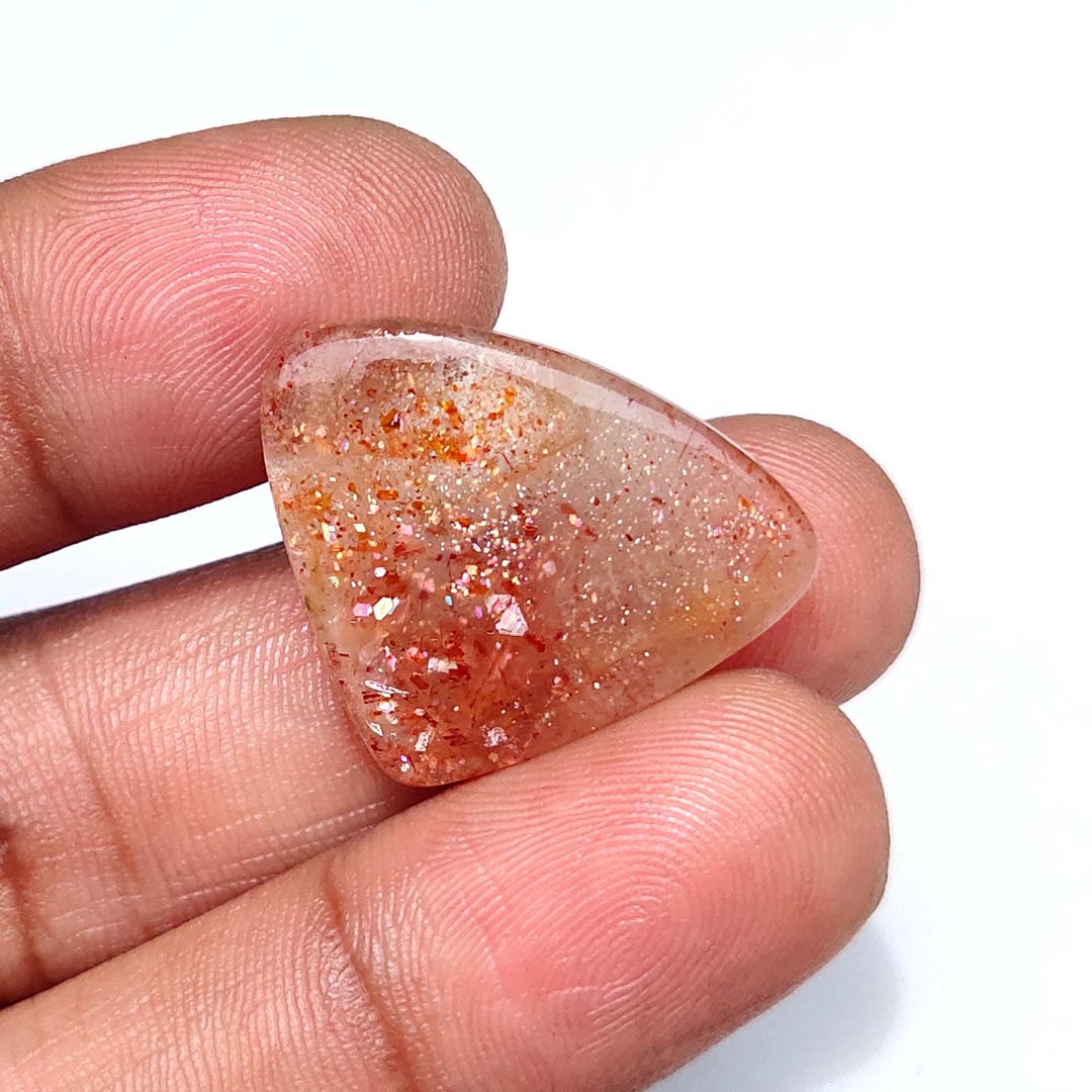Orange Red Sparkle Sunstone. Rainbow Lattice Sunstone Cabochon. Natural ...