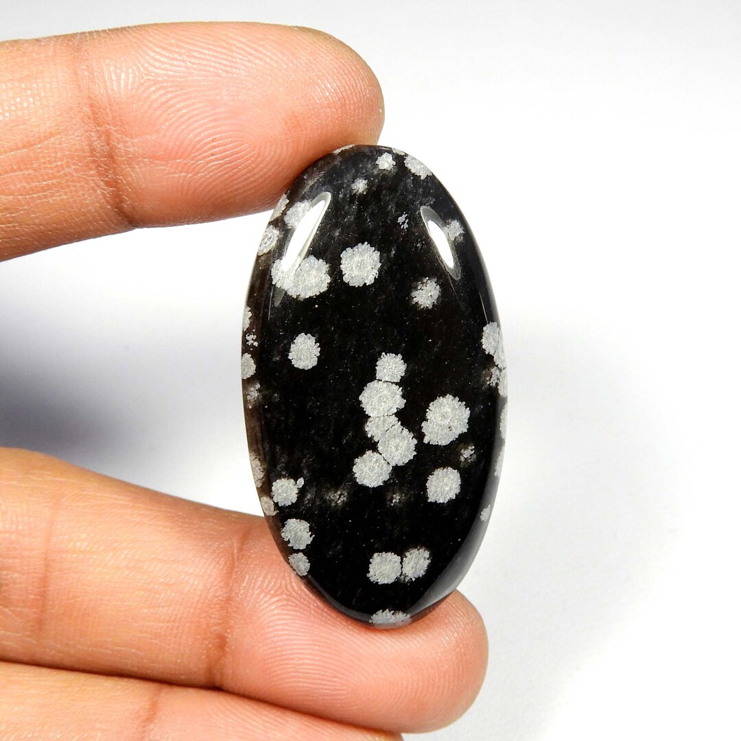 White Black Snow Flake. Natural Snow Flake Obsidian Gemstone. Snow ...