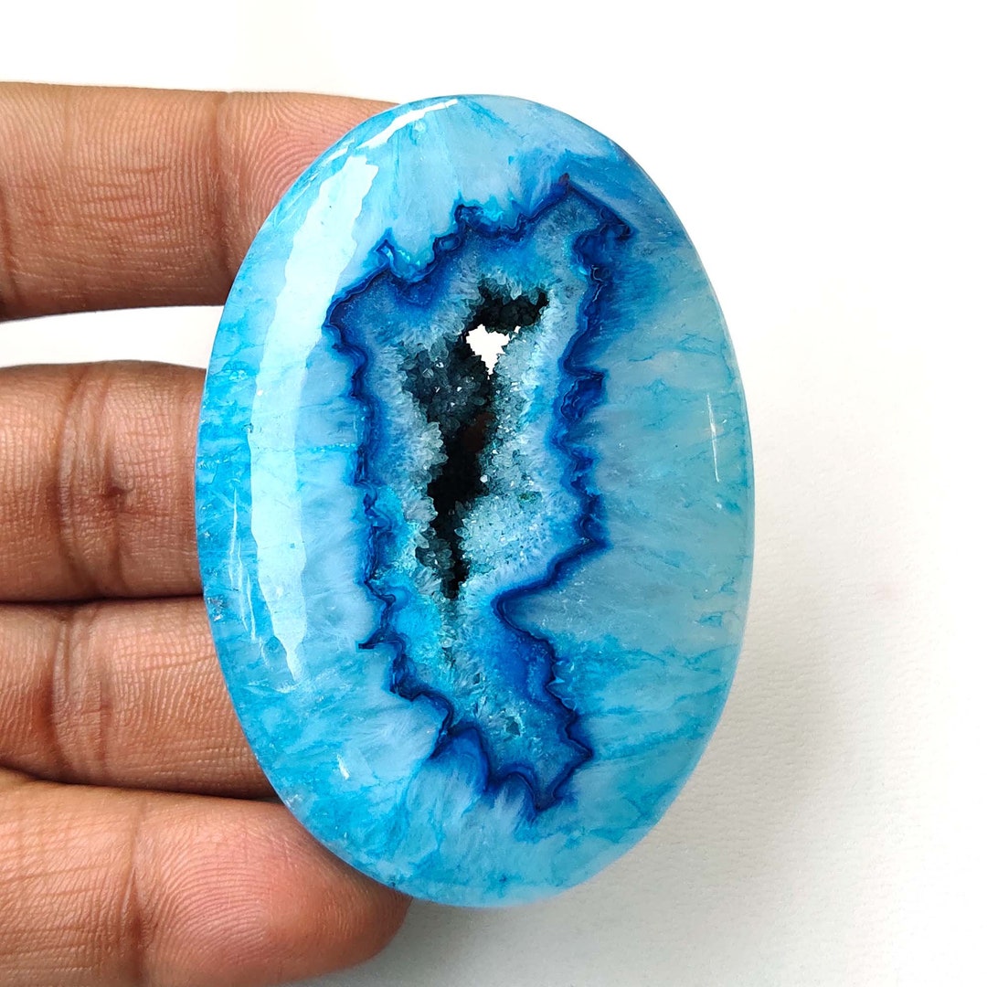 200 Cts Blue Onyx Agate Druzy Cabochon Gemstone. Neon Blue - Etsy