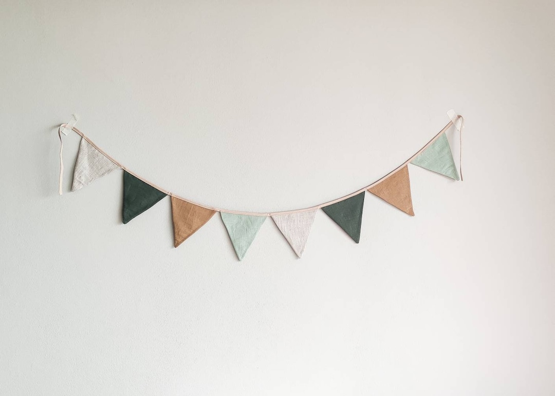 Linen Flag Banner Wall Decor, Fabric Garland, Eco Friendly - Etsy