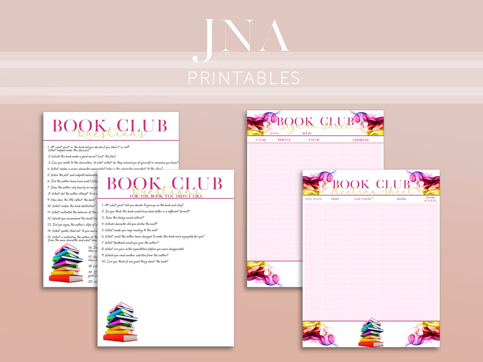 Book Club Worksheets (instant Download) - Etsy