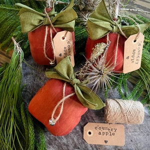 Primitive Farmhouse Country Apples Vintage Rustic Decor Handmade Muslin ...