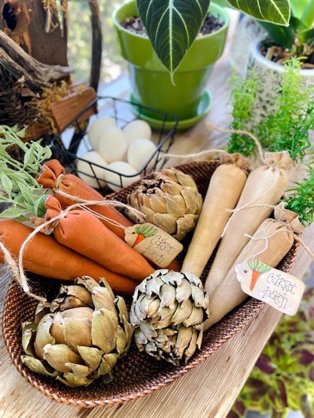 Primitive Carrots Vintage Vegetable Rustic Decor Handmade Muslin Fabric ...