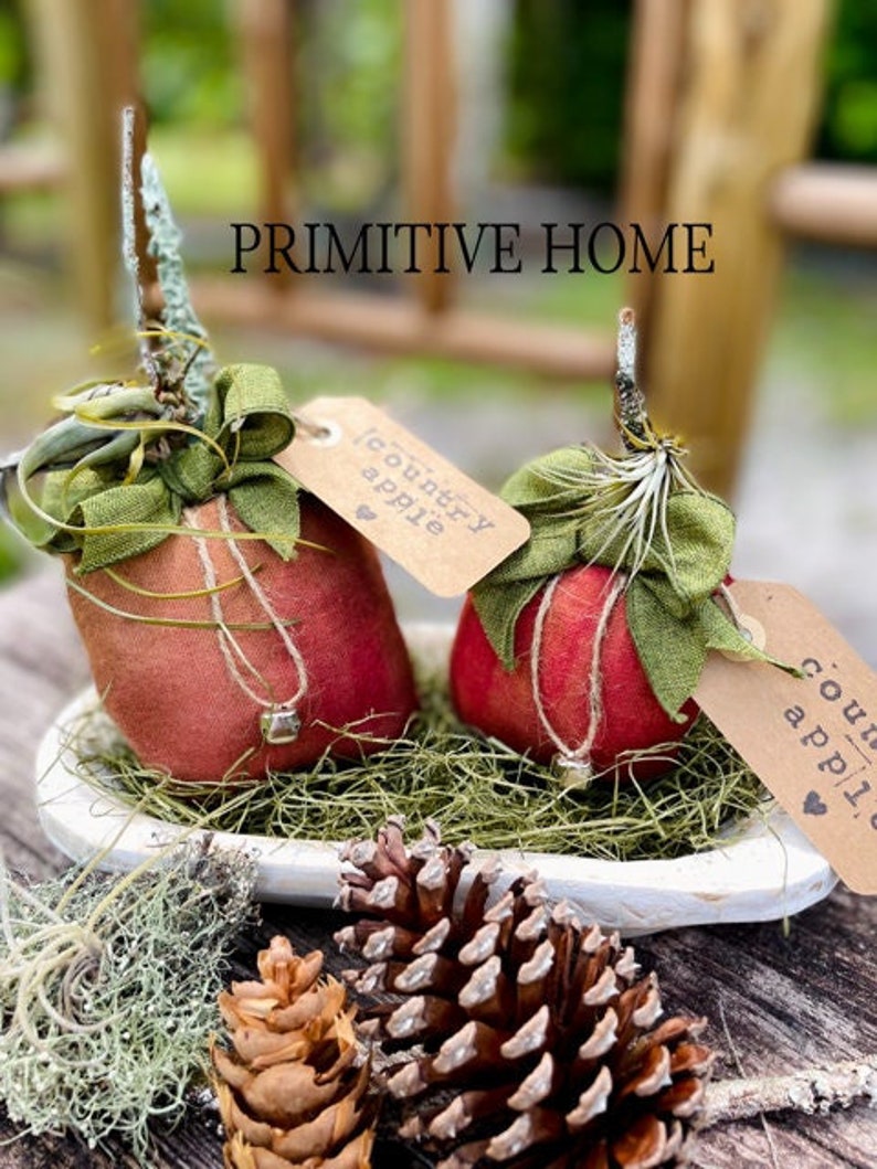 Primitive Farmhouse Country Apples Vintage Rustic Decor Handmade Muslin ...