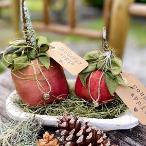 Primitive Farmhouse Country Apples Vintage Rustic Decor Handmade Muslin ...