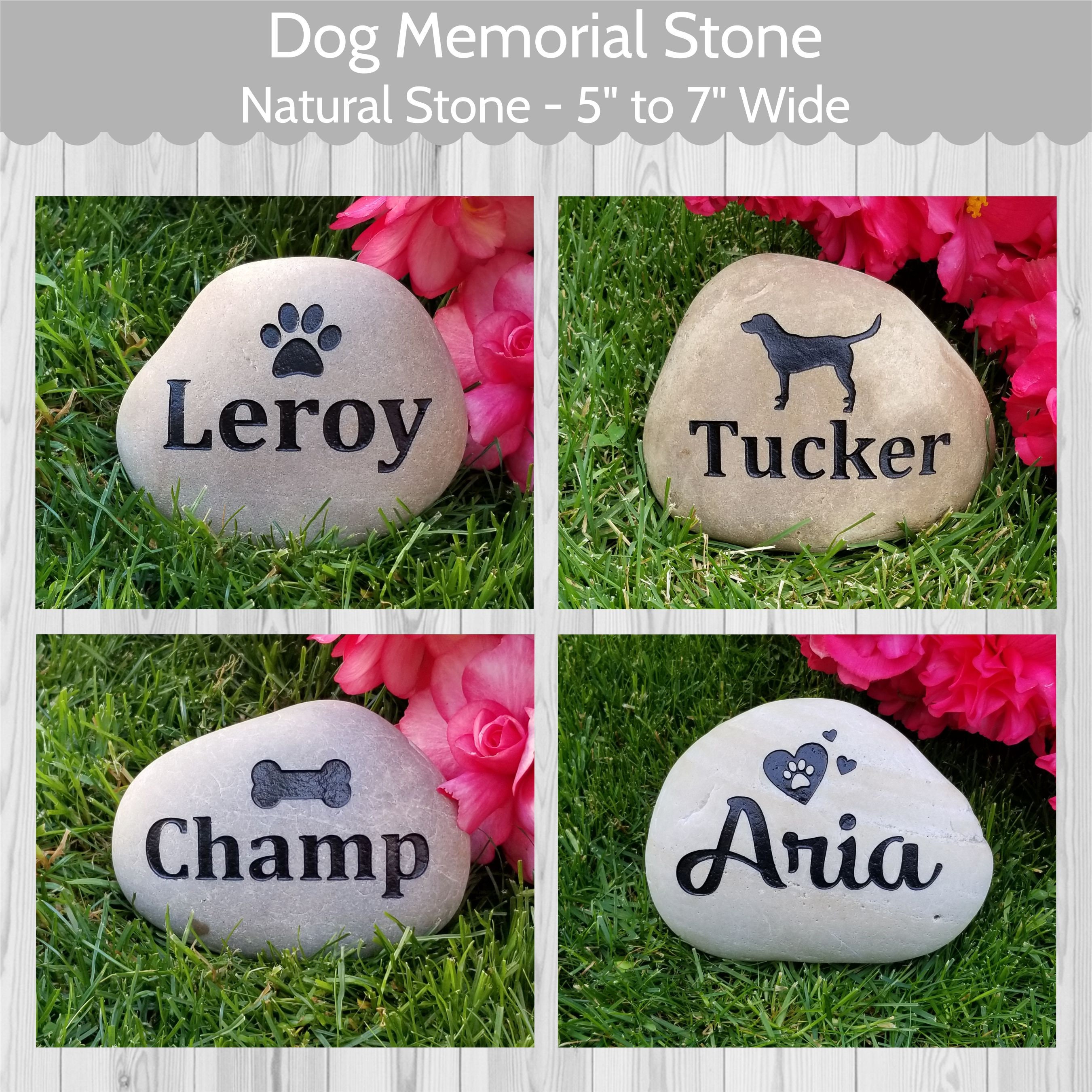 Pet Memorial Stone, Natural River Rock Pet Headstone. Custom Dog ...