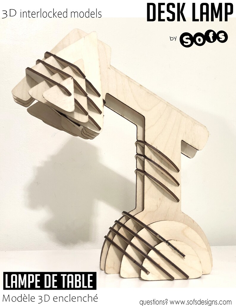 Desk Lamp 3D Cut File Template. Digital Download File DIY Modern Wood ...
