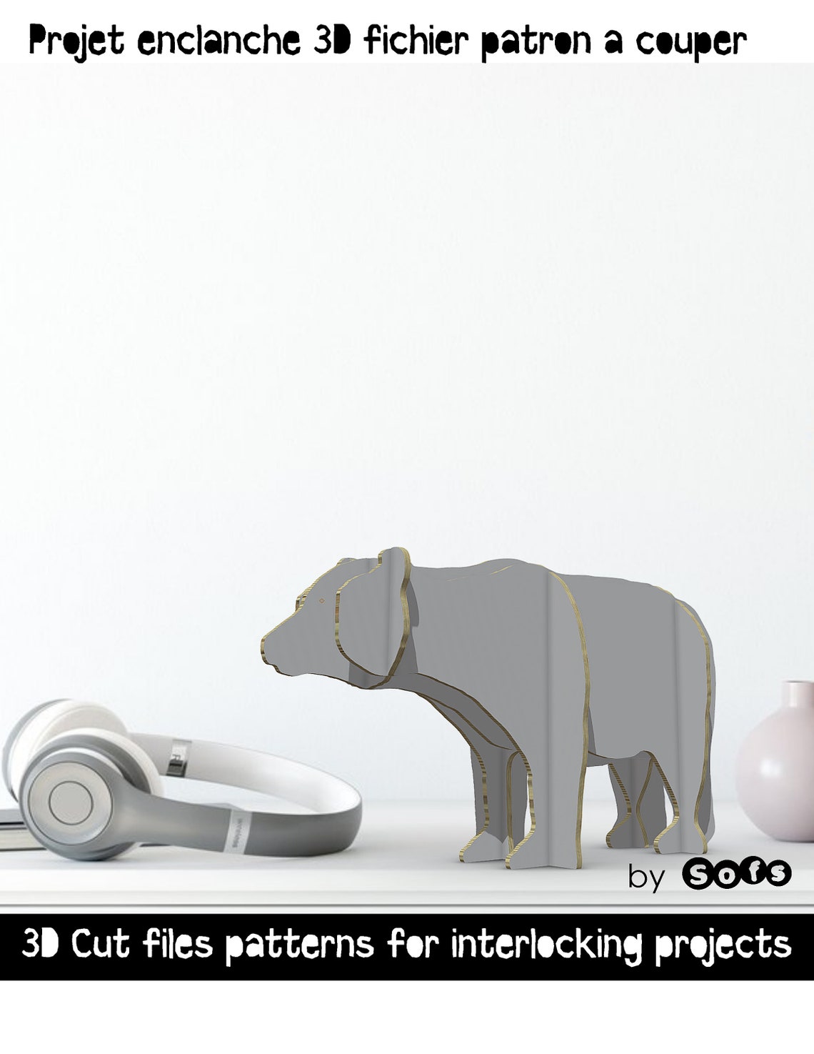 Bear 3D Cut File. Digital Downloadable PDF and 3D SVG Cut Files. Use ...