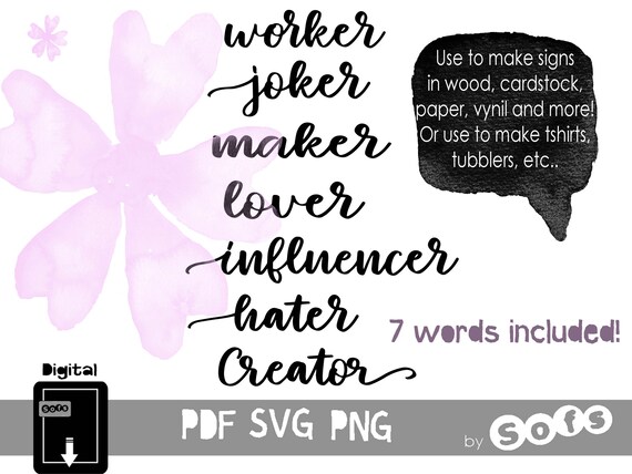 Words SVG Files Template Pattern. Digital Downloadable PDF | Etsy