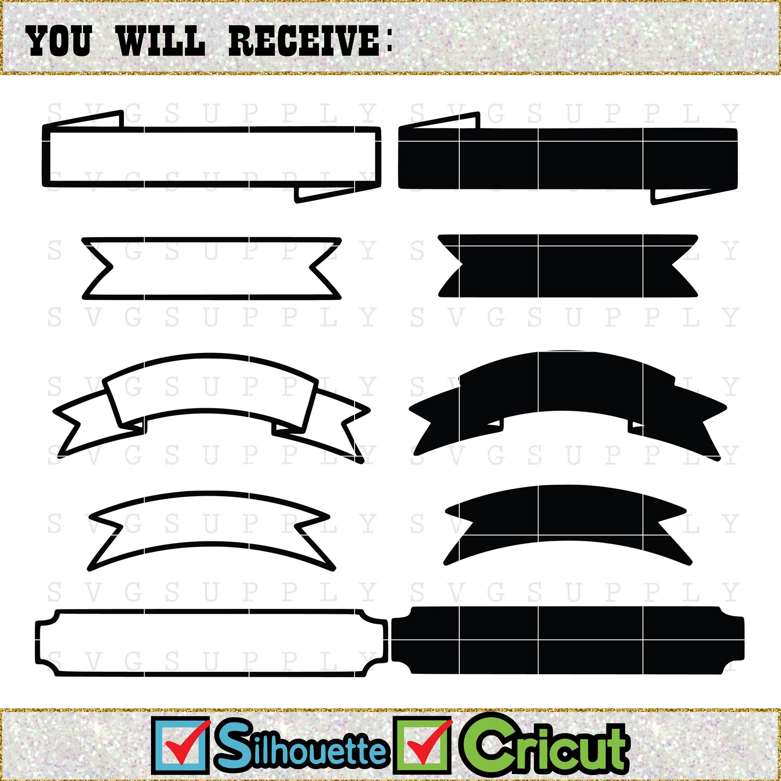 Banner Embellishments SVG Cut File Vinyl Decal for Silhouette - Etsy