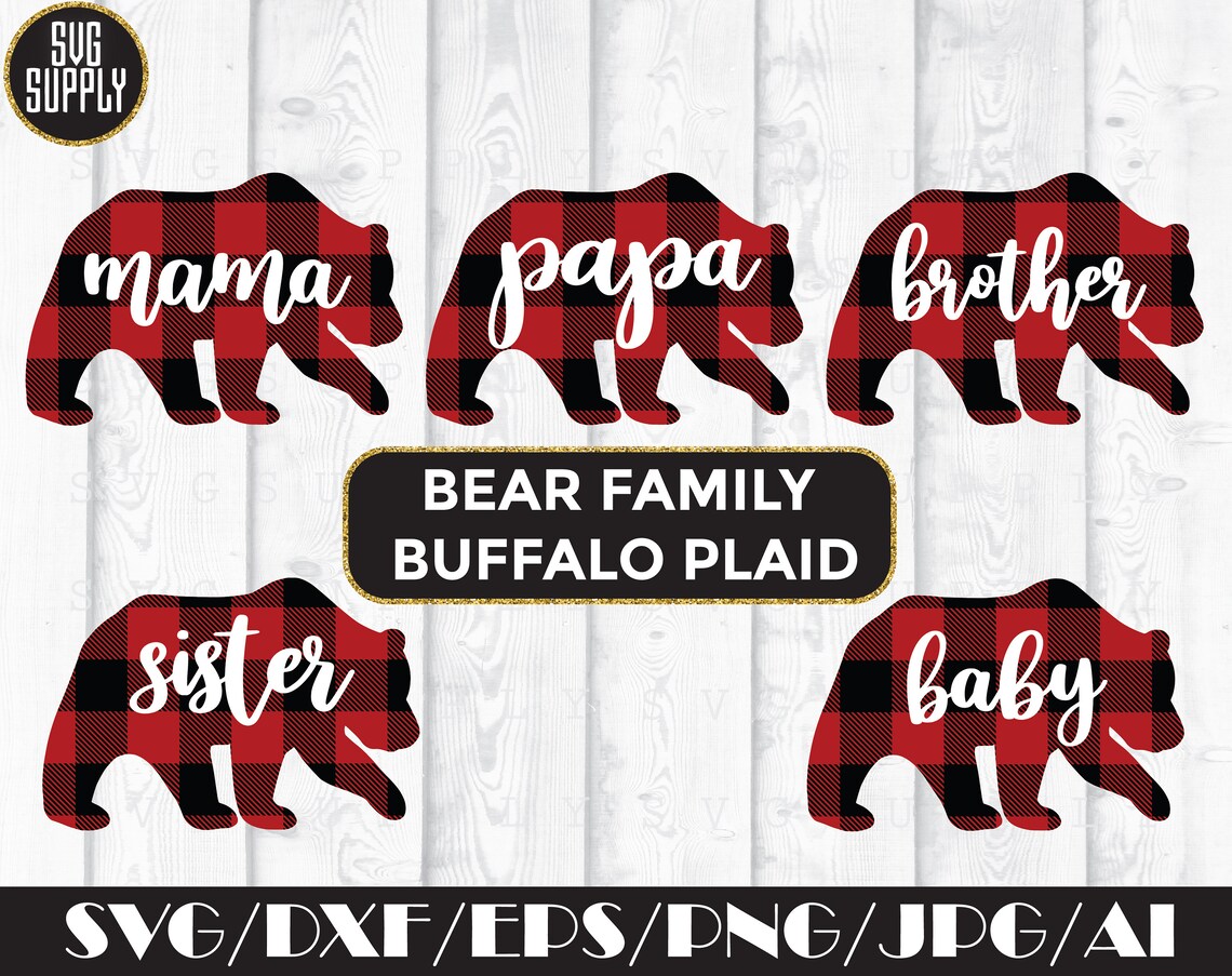 Bear Buffalo Plaid Sublimation File Christmas Bear SVG - Etsy