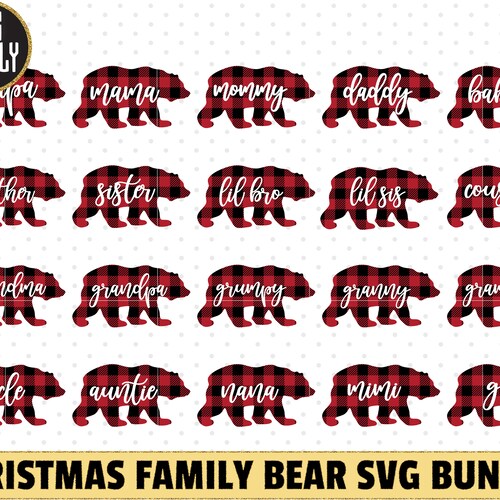 Christmas Family Bear SVG Bundle Buffalo Plaid Bear SVG - Etsy
