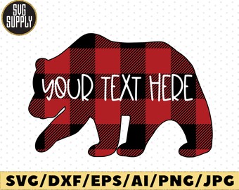 Bear Buffalo Plaid Sublimation File Christmas Bear SVG | Etsy