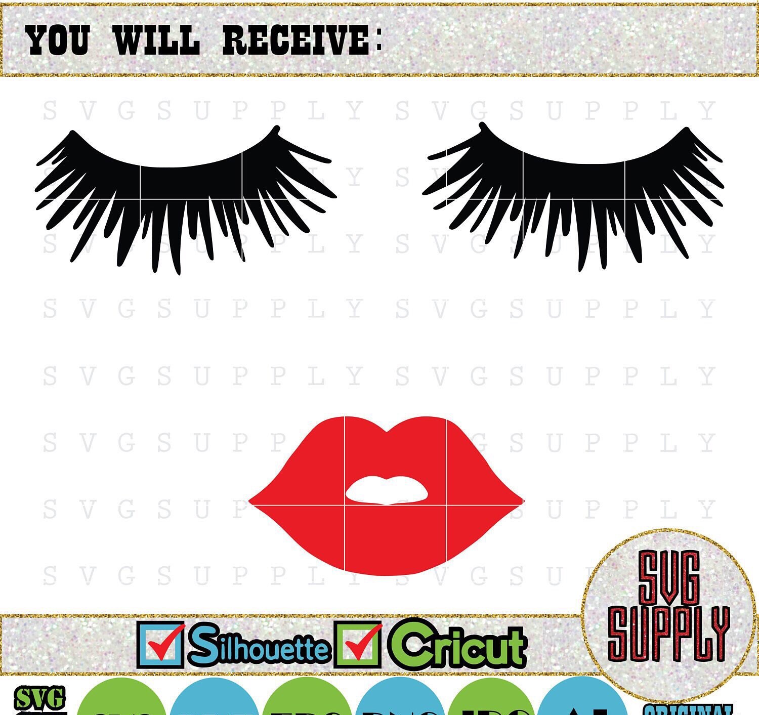 Eyelashes svg and Lips svg cut file vinyl decal for silhouette cameo ...