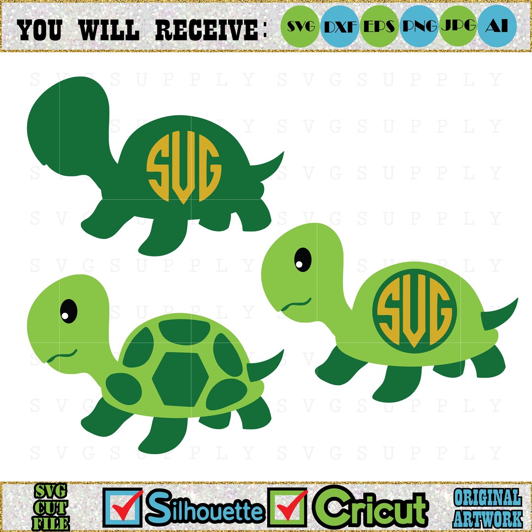 Turtle Monogram, Turtle SVG Cut File Vinyl Decal for Silhouette Cameo ...