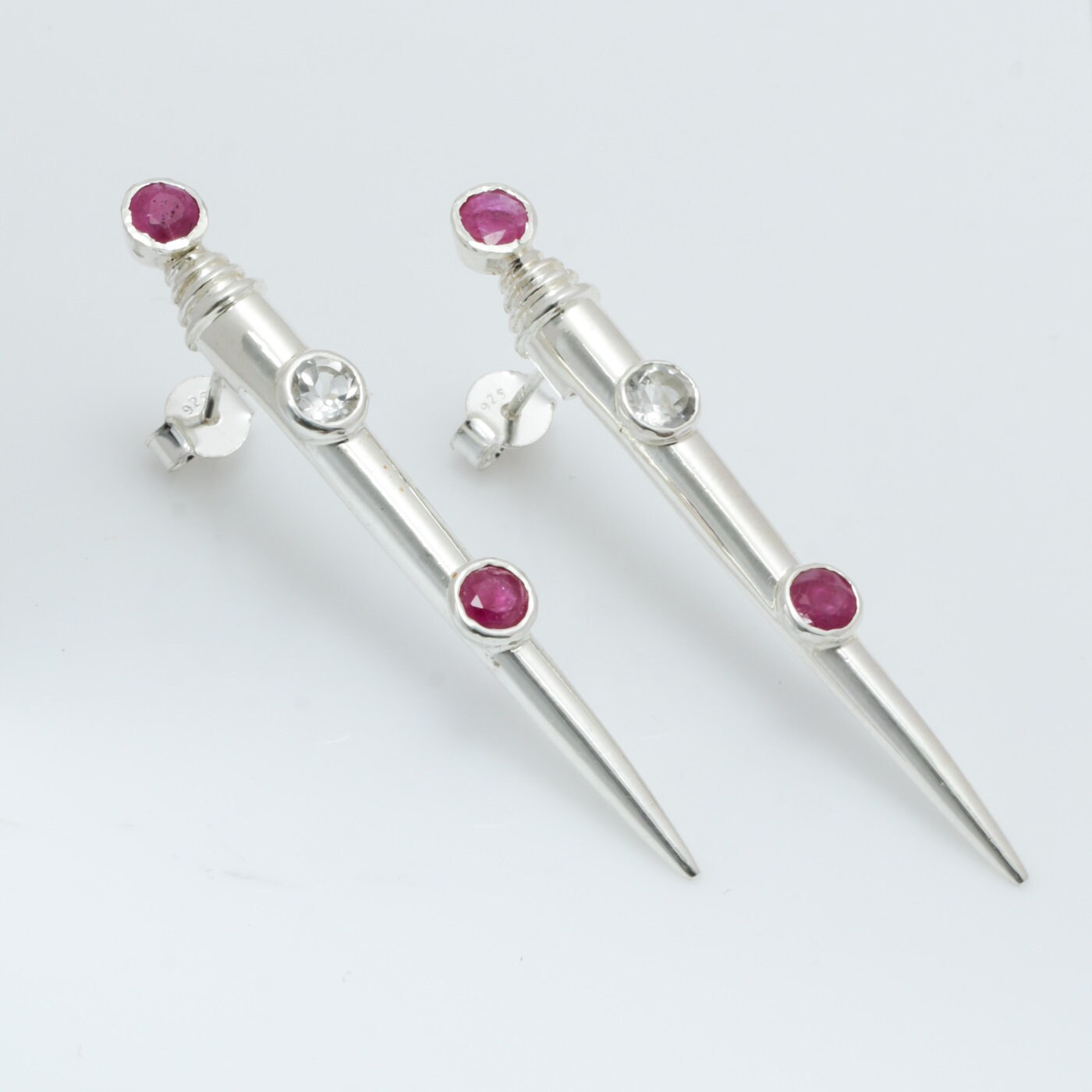Natural Ruby Earrings 925 Sterling Silver Push Back Stud Earrings ...