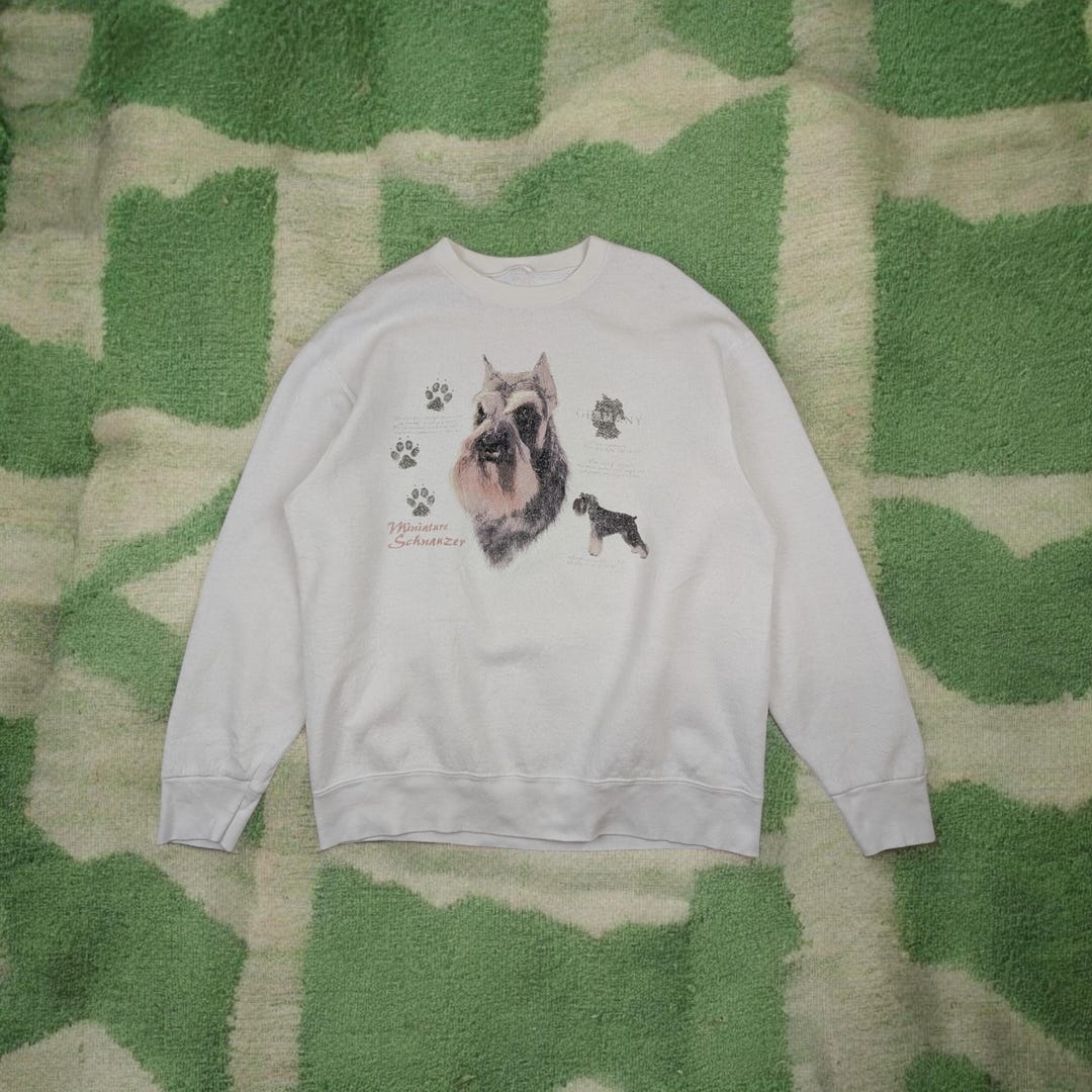 Vintage CUTE DOG Miniature Schnauzer Animal Jumper Cute Dog Sweatshirt ...