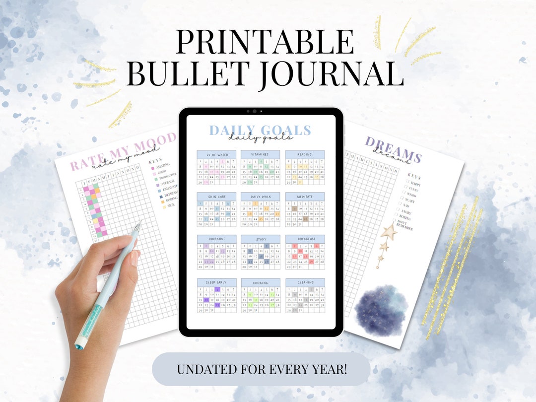30 Pages A4 Bullet Journal: Year Planner, Calendar, Goals, Sleep, Lists ...