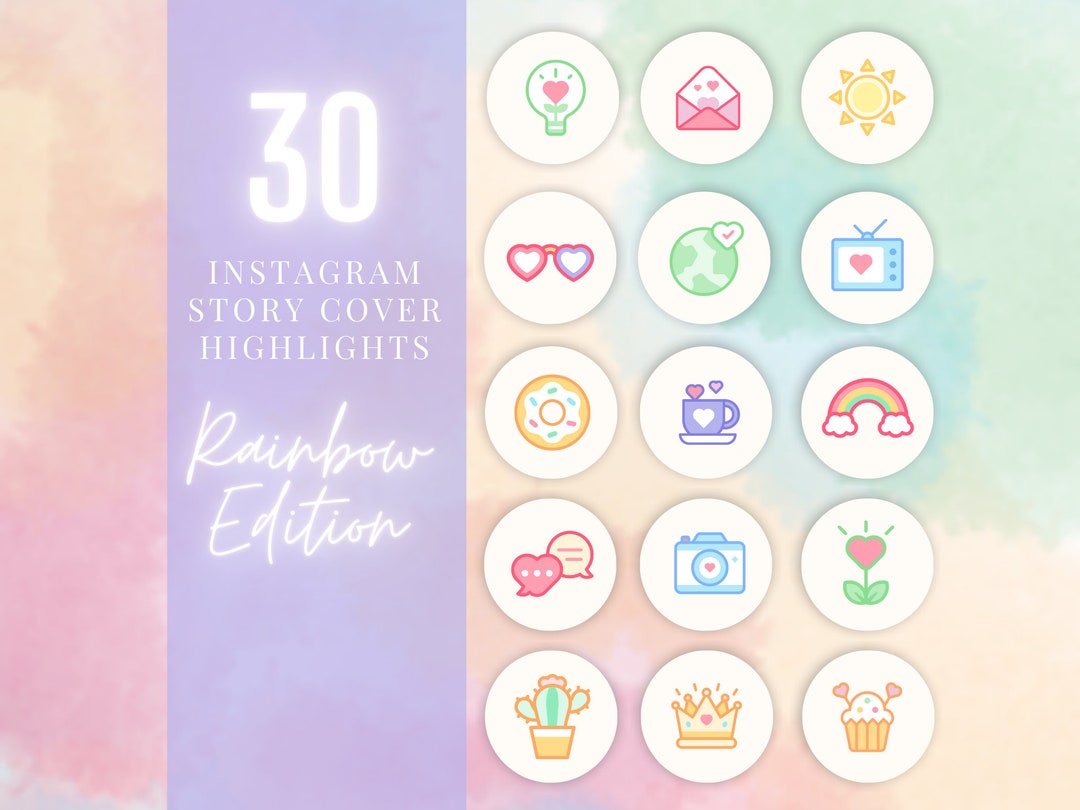 30 Instagram Story Highlight Icons | Rainbow Edition | Colorful Story ...