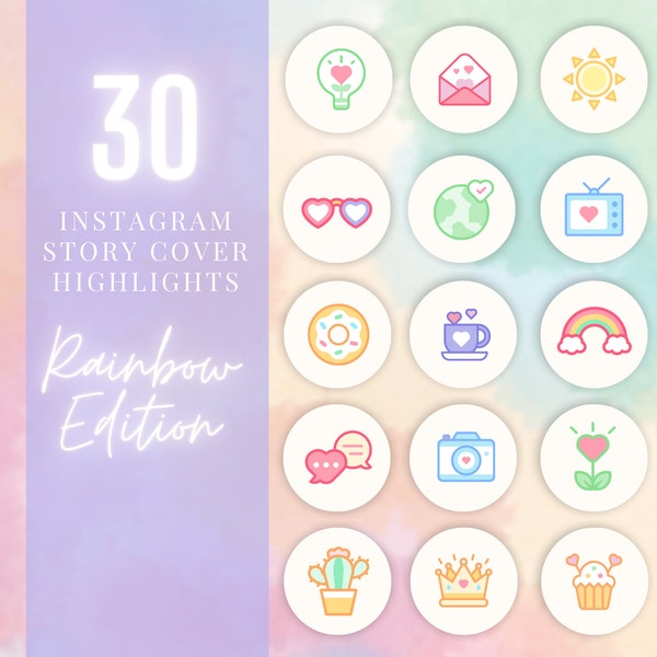 Rainbow Social Media Icons - Etsy