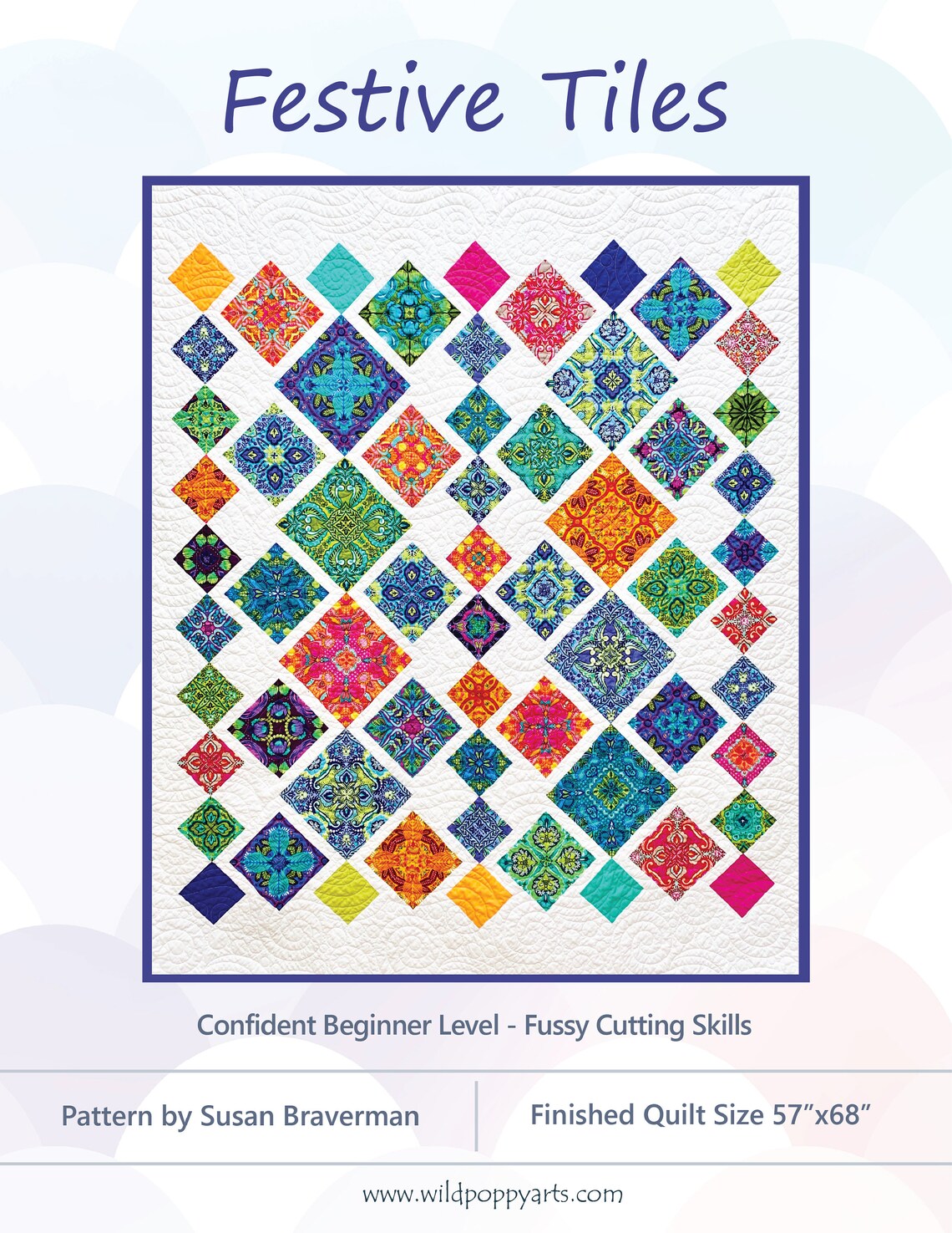 Festive Tiles Modern Quilt Pattern Digital PDF Mosaic Tile Block Throw ...