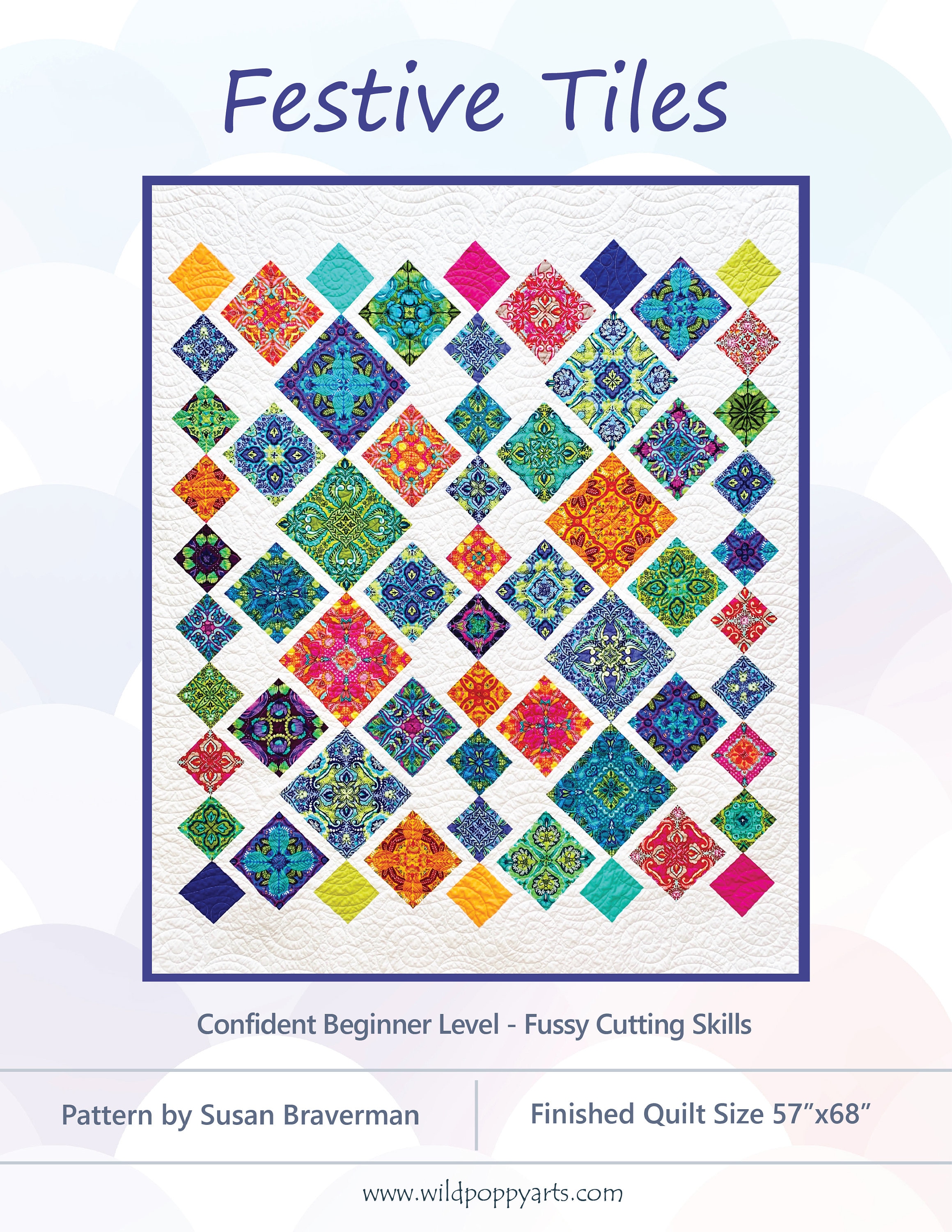 Festive Tiles Modern Quilt Pattern Digital PDF Mosaic Tile Block Throw ...