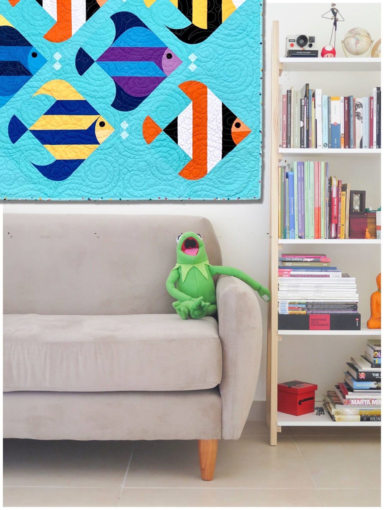 Swim School Quilt Pattern - PDF Digital Throw Size Modern Tropical Fish ...