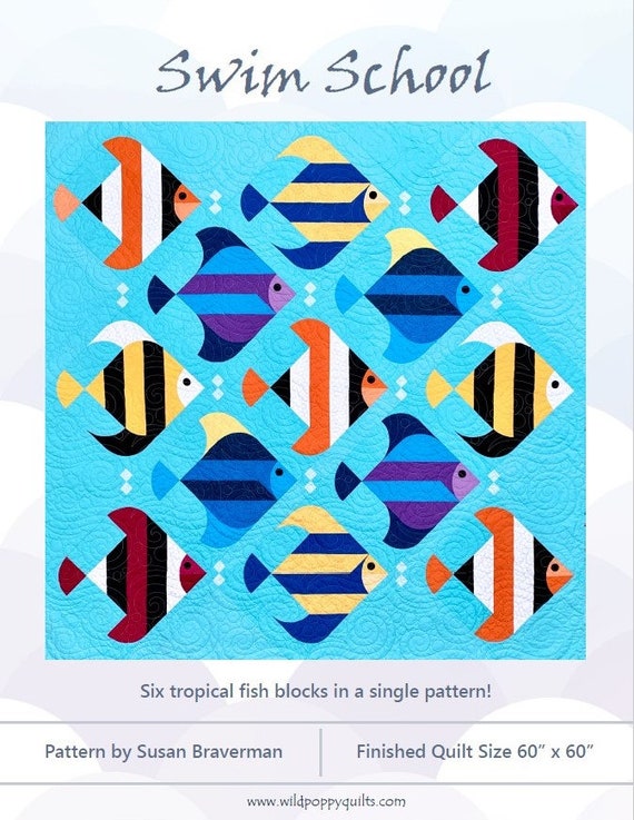 Swim School Quilt Pattern PDF Digital Throw Size Modern - Etsy