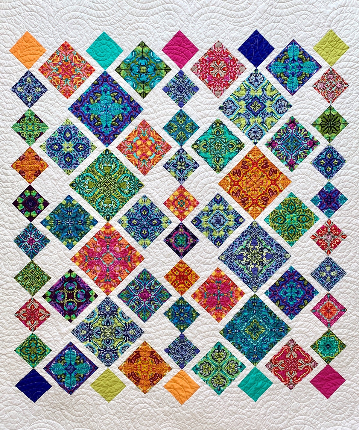 Festive Tiles Modern Quilt Pattern Digital PDF Mosaic Tile Block Throw ...