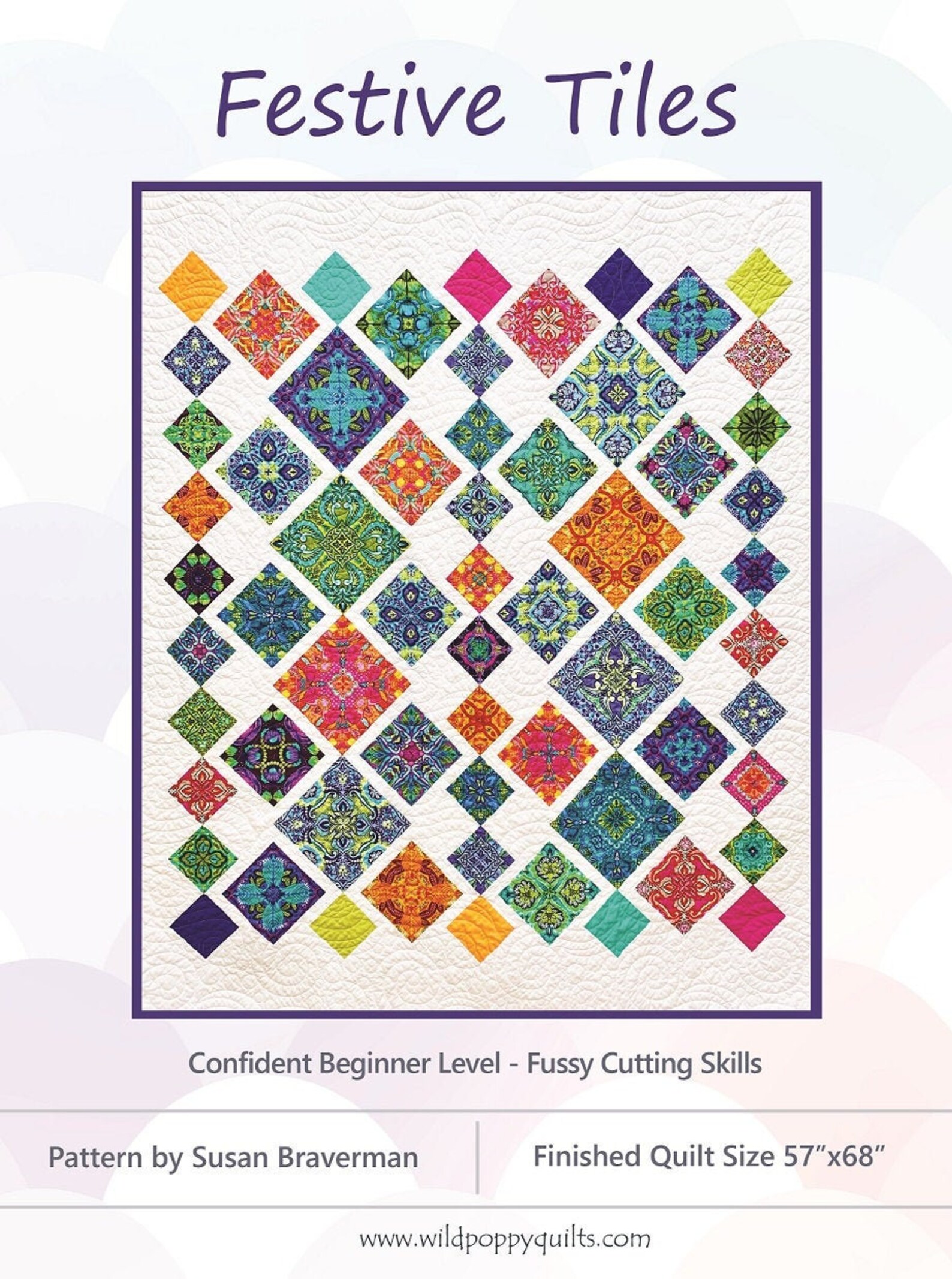 Festive Tiles Modern Quilt Pattern Digital PDF Mosaic Tile | Etsy