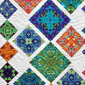 Festive Tiles Modern Quilt Pattern Digital PDF Mosaic Tile Block Throw ...