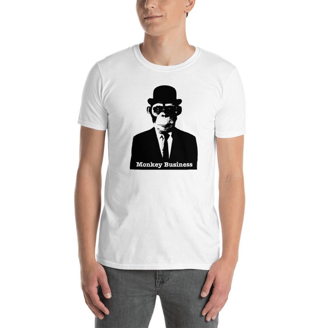 Funny Business Monkey in Suit Magritte Apple Man Parody Art Lover Gift ...