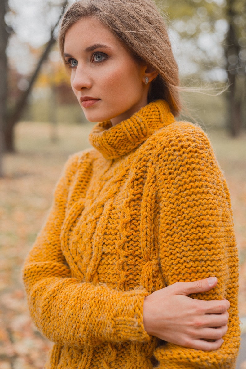 Cable Knit Handmade Cozy Plus Size Winter Warm Sweater Made From Merino ...