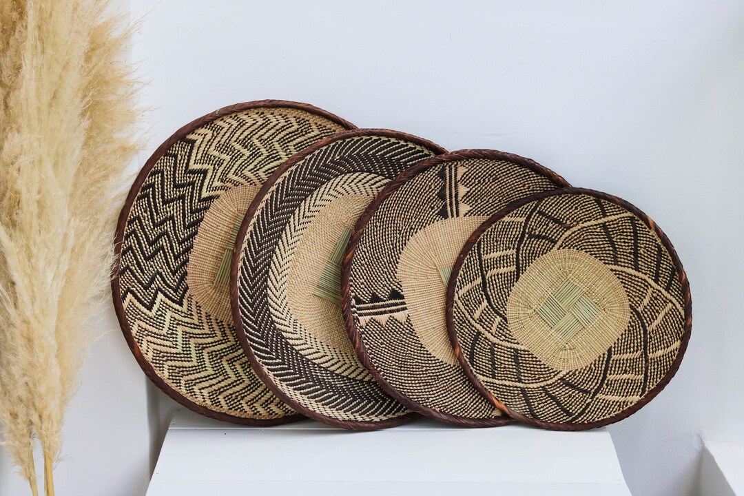 African Tonga Baskets, Binga Wall Baskets, Woven Wall Décor, Zimbabwe ...