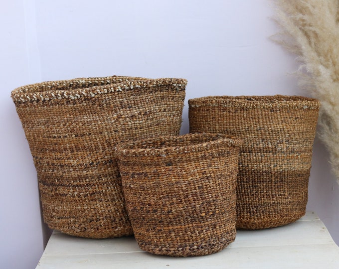 Woven Banana Fiber Basket, Sisal Woven Planters, African Woven Baskets ...
