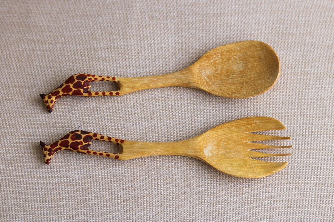 Olive Wood Salad Spoons, Hand-carved Salad Servers, Wooden Spoons With ...