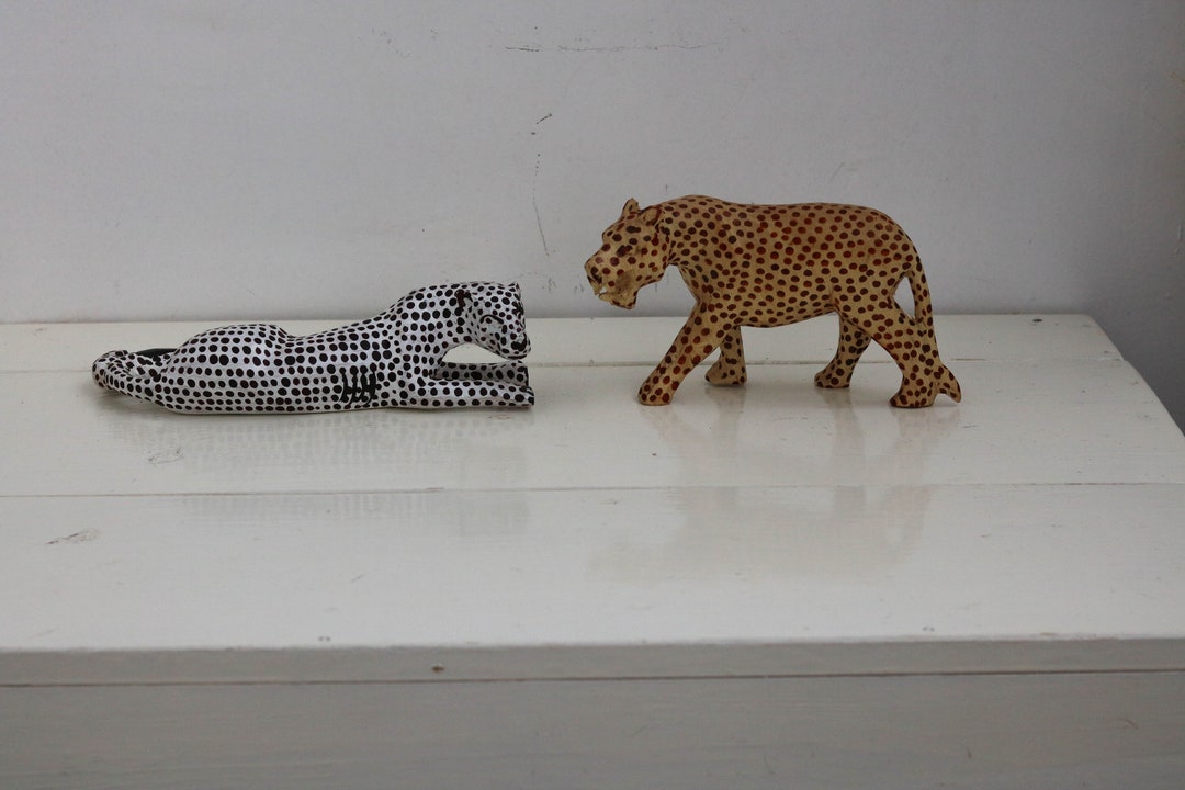 Wooden Leopard Carving, Olive Wood Leopard Carving, Hand Carved Leopard ...
