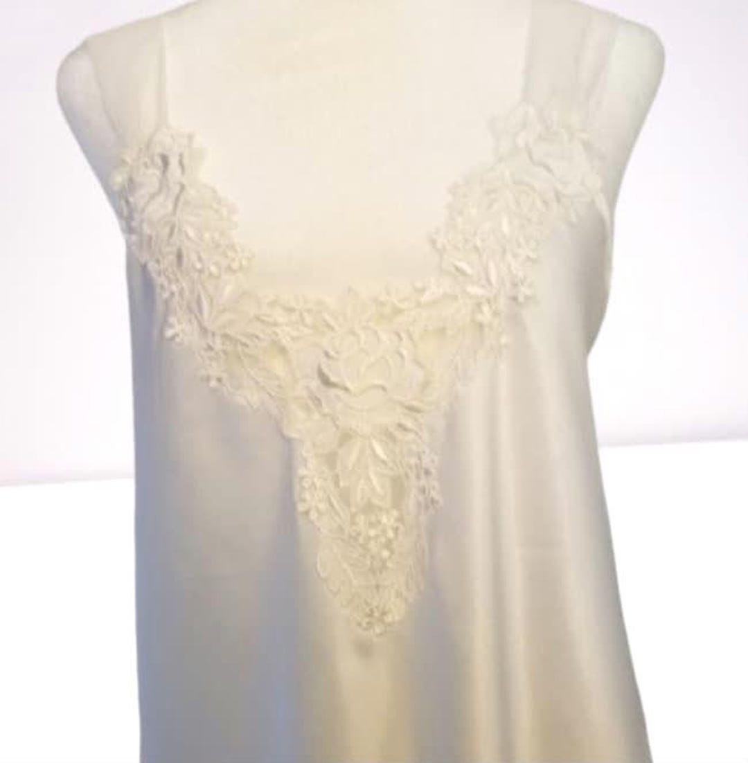 Intimo Amore Ivory Slip, Satiny Finish, Size SM, Cute Elaborate Lace Bust Wear Under a Sheer ...