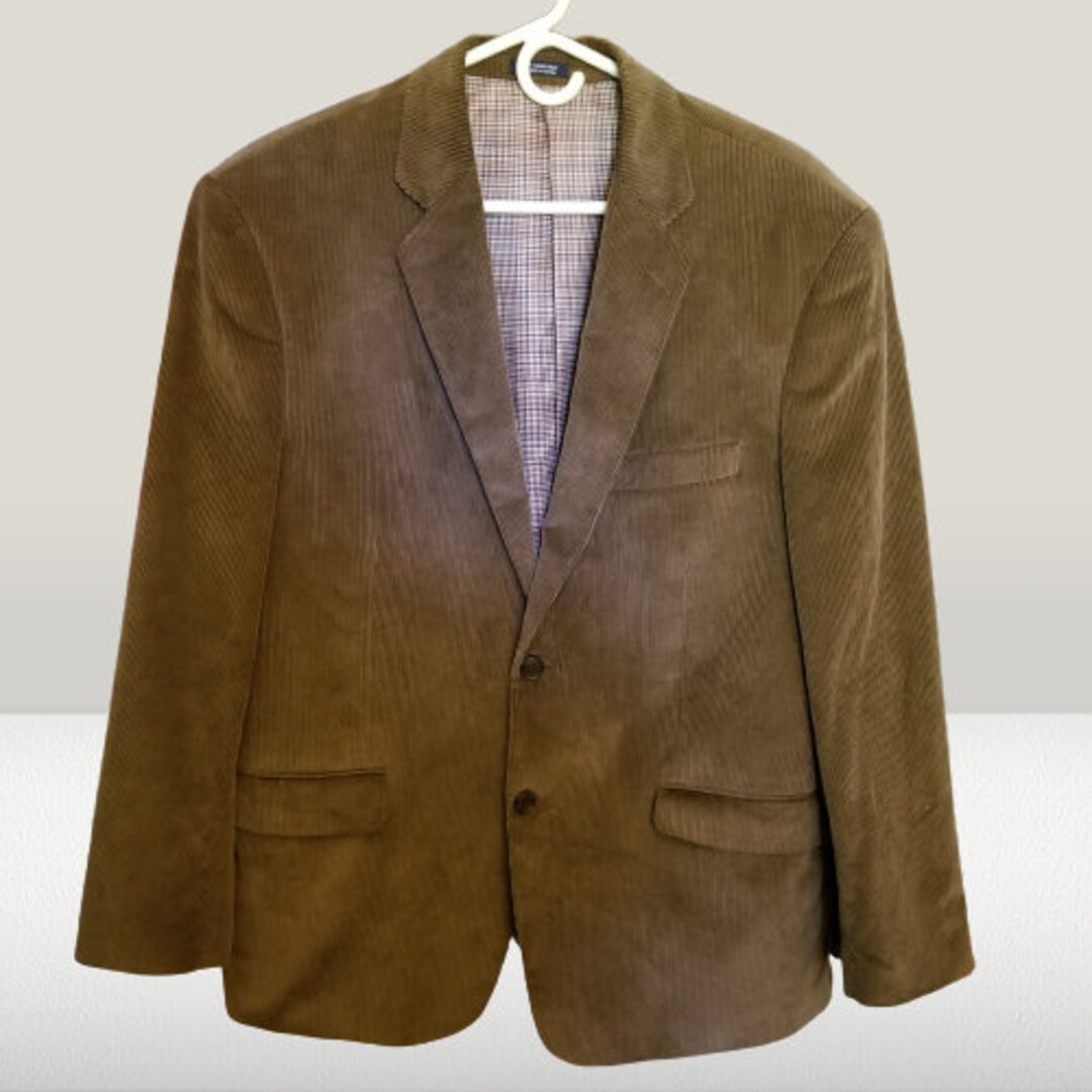 Saddlebred, Men's Cotton Blazer Brown Corduroy Sport Coat Size 44S, 3 ...