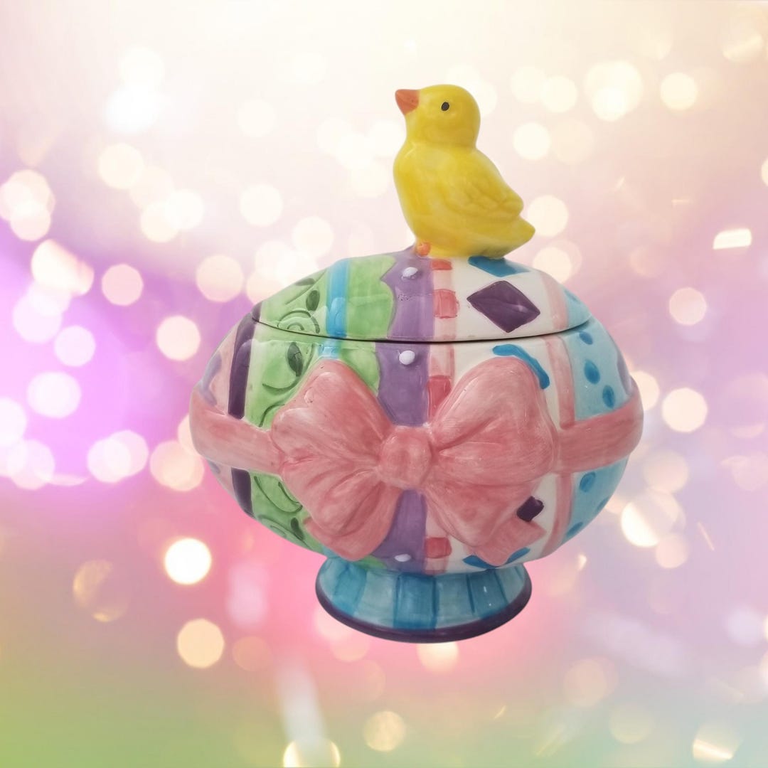 David's Cookie Easter Egg Small Cookie Jar, Pink Bow on Side With ...