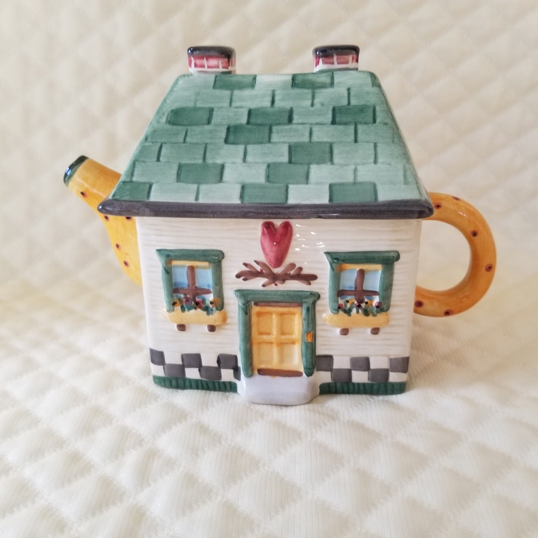 Vintage Cottage Teapot Mini Debbie Mumm Sakura Novelty Teapot, Bright ...